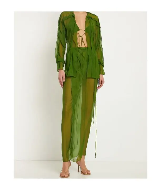 Christopher Esber Silk Chiffon Long Wrap Skirt