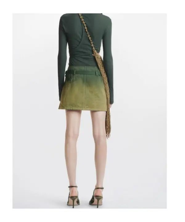 DION LEE Faded Denim Mini Wrap Skirt