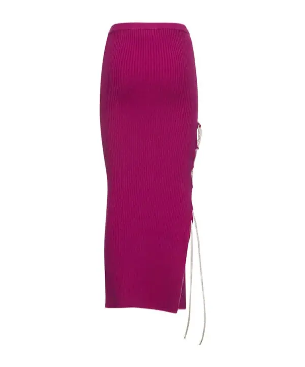 Giuseppe Di Morabito Embellished Wool Knit Midi Skirt - Purple