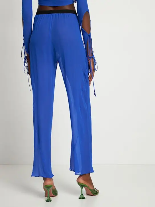 Christopher Esber Silk Chiffon Sheer Wide Leg Pants