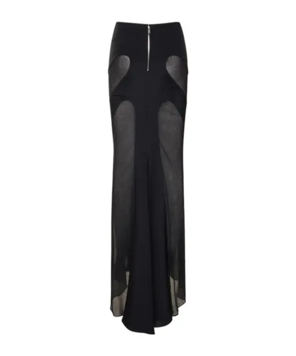 DION LEE Light Knit Rib Long Skirt W/ Inserts