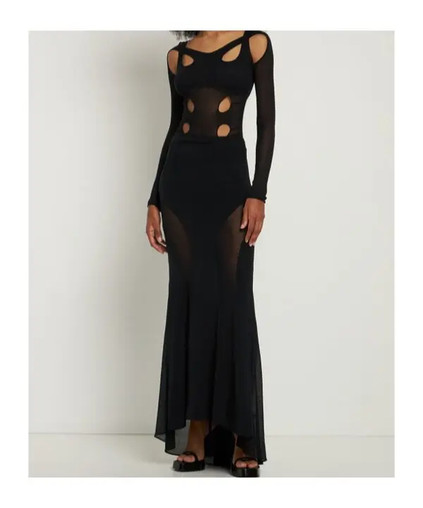 DION LEE Light Knit Rib Long Skirt W/ Inserts