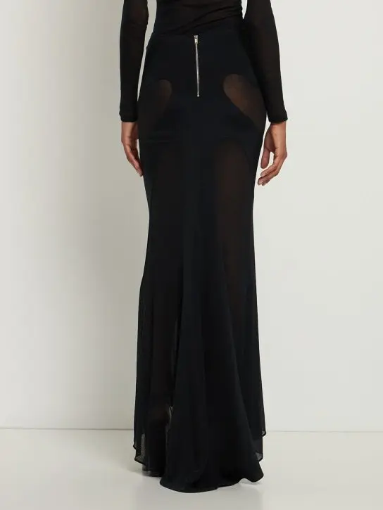 DION LEE Light Knit Rib Long Skirt W/ Inserts