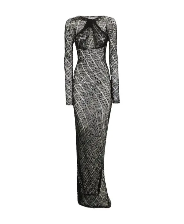 Coperni Sequins Crocheted Hollowed-out Extra-long Dress
