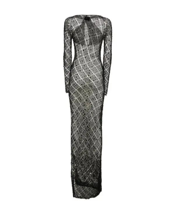 Coperni Sequins Crocheted Hollowed-out Extra-long Dress