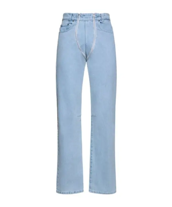 GMBH Double Zip Straight Cotton Denim Jeans