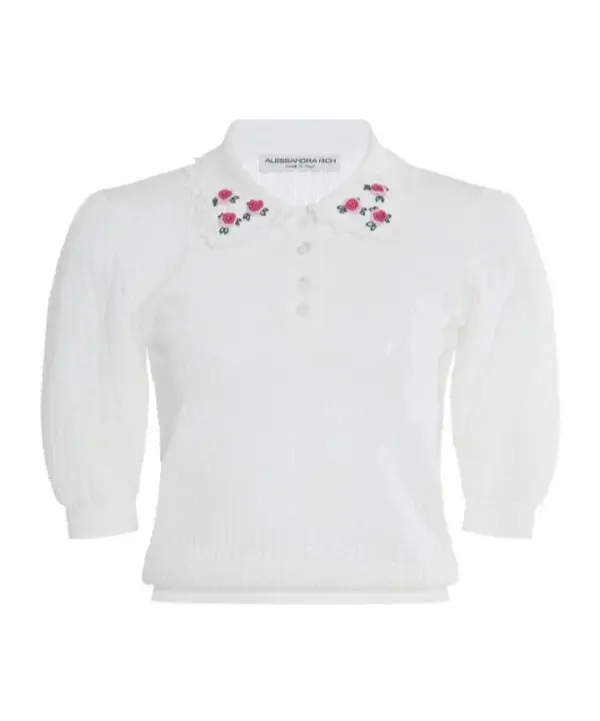 Alessandra Rich Embroidery Knitted Polo Shirt