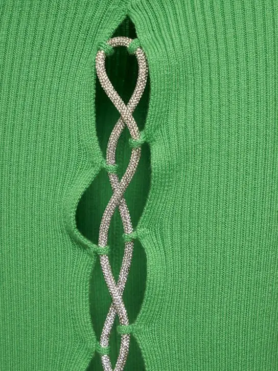 Giuseppe Di Morabito Embellished Wool Knit Midi Skirt - Green