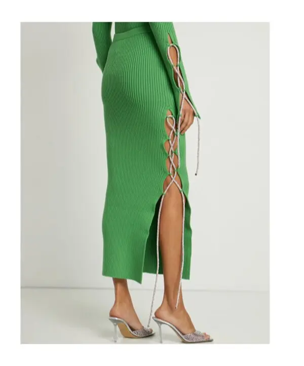 Giuseppe Di Morabito Embellished Wool Knit Midi Skirt - Green