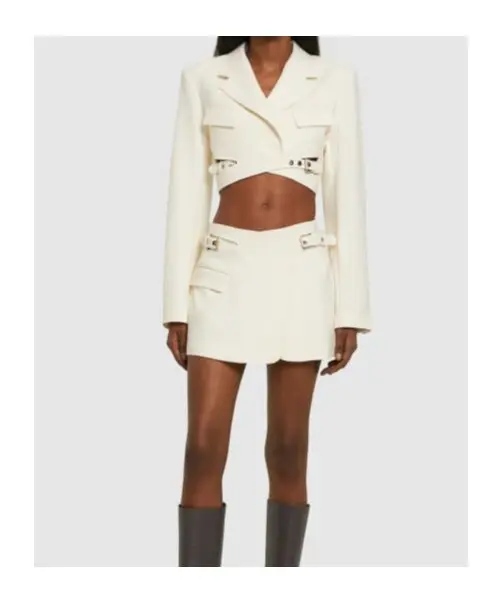 DION LEE Compact Wool Blend Interlock Mini Skirt