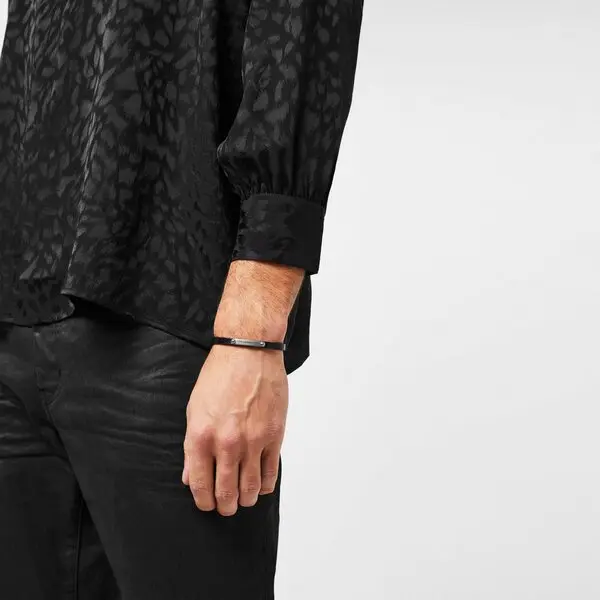 Saint Laurent Leather Id Tag Bracelet