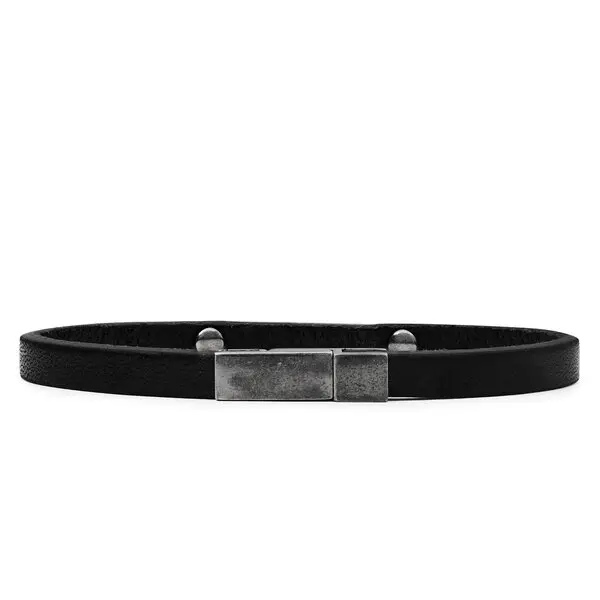 Saint Laurent Leather Id Tag Bracelet