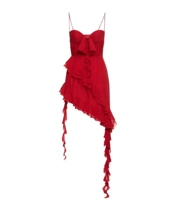 Alessandra Rich Ruffled Silk Georgette Mini Dress