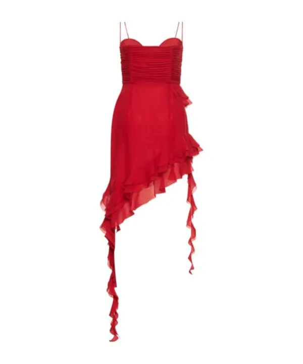 Alessandra Rich Ruffled Silk Georgette Mini Dress