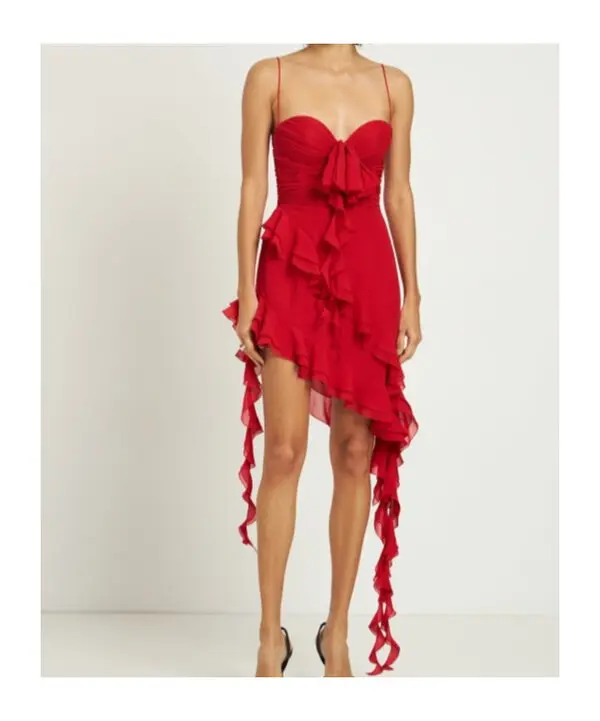Alessandra Rich Ruffled Silk Georgette Mini Dress