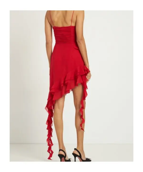 Alessandra Rich Ruffled Silk Georgette Mini Dress