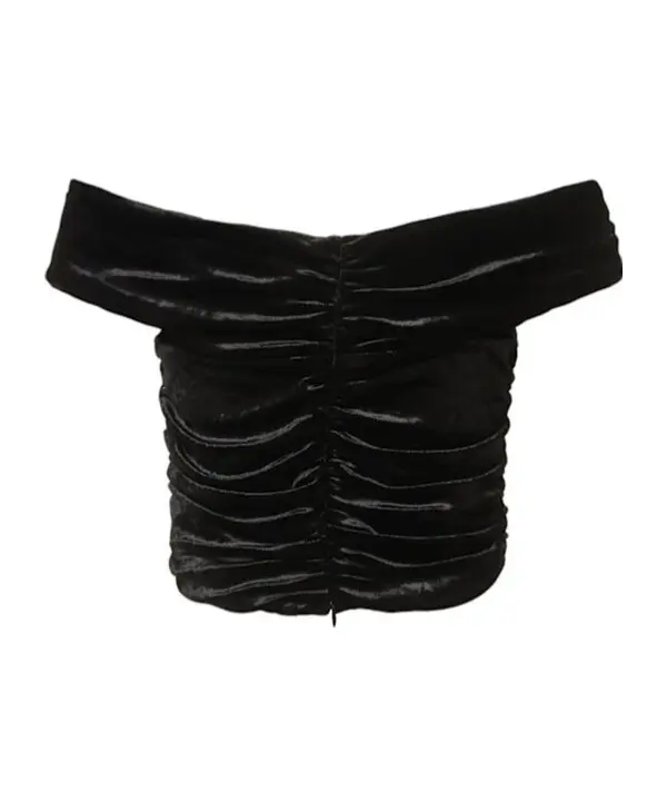 Magda Butrym Velvet Viscose Blend Twisted Crop Top