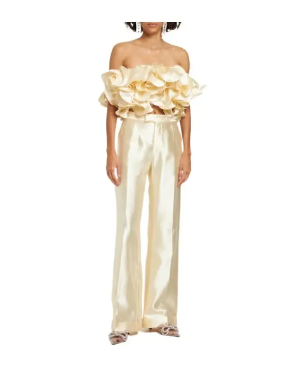 Magda Butrym Satin Sculptural Crop Top