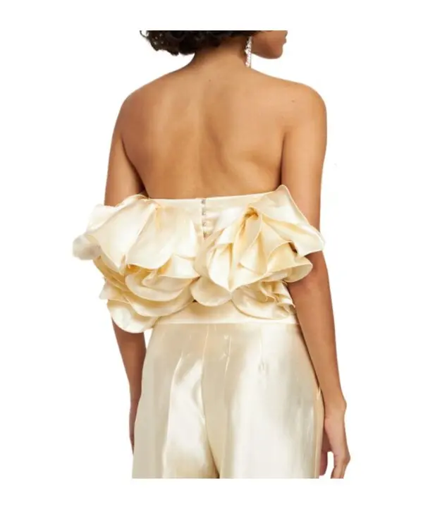 Magda Butrym Satin Sculptural Crop Top