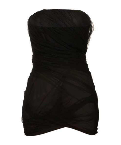 Attico Eita Draped Tulle Mini Dress