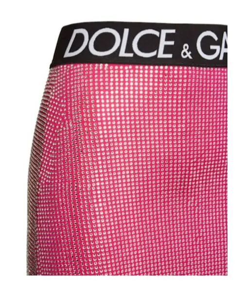 Dolce & Gabbana Embellished Jersey Mini Skirt W/ Logo