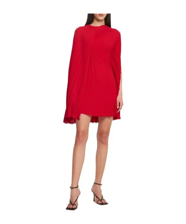 Valentino Garavani Diagonal Pleat Silk Georgette Mini Dress