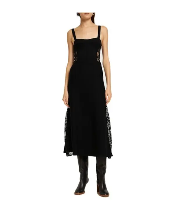 Gabriela Hearst Wool Knit Midi Skirt With Lace