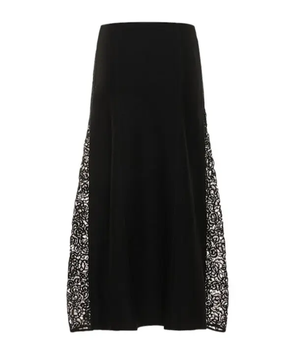 Gabriela Hearst Wool Knit Midi Skirt With Lace