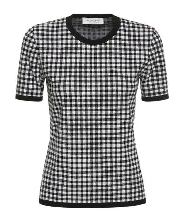 Michael Kors Viscose Blend Gingham Casual Top