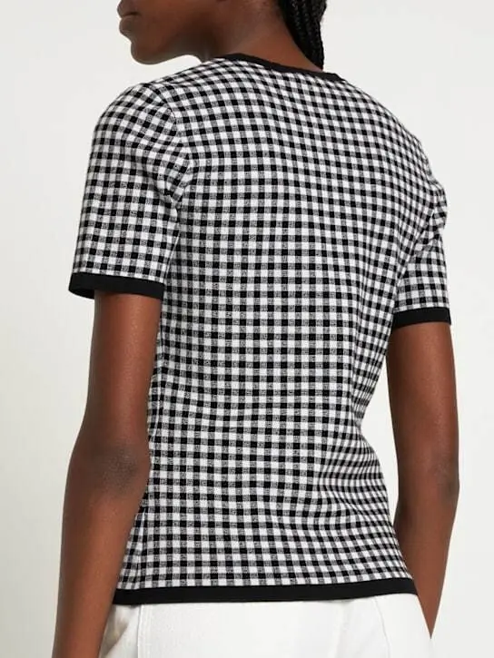Michael Kors Viscose Blend Gingham Casual Top