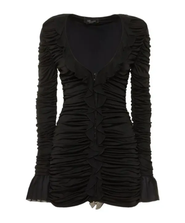 Blumarine Ruched Silk Mini Dress