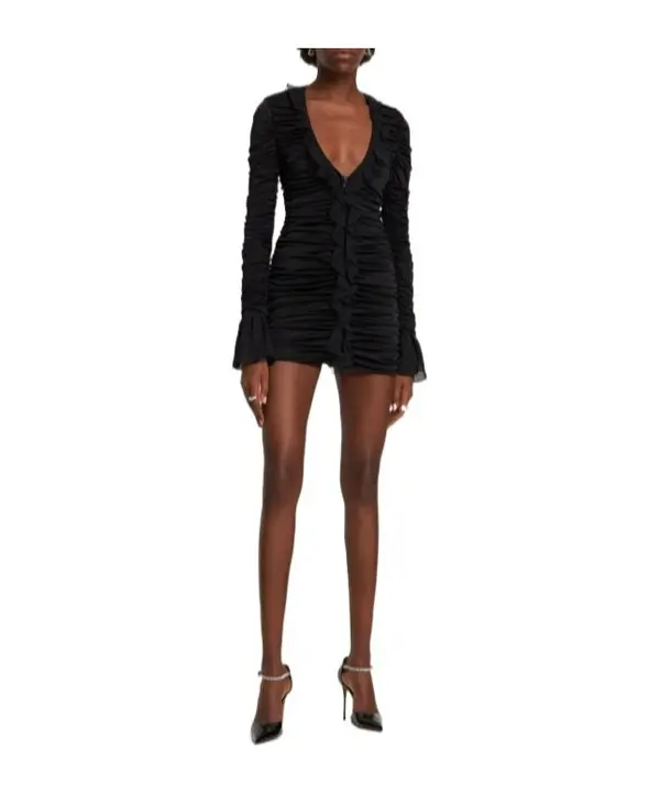 Blumarine Ruched Silk Mini Dress