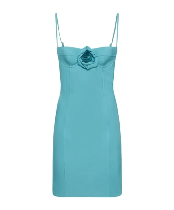 Blumarine Crepe Flower Detail Mini Dress