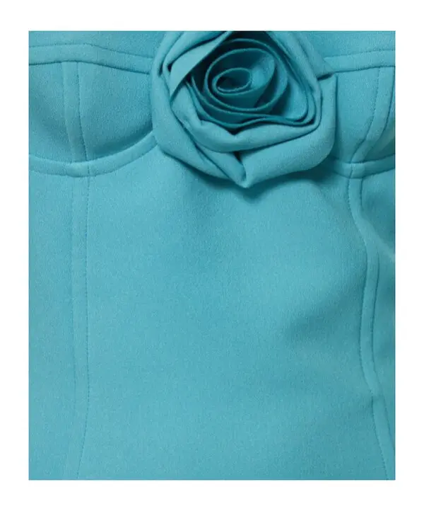 Blumarine Crepe Flower Detail Mini Dress