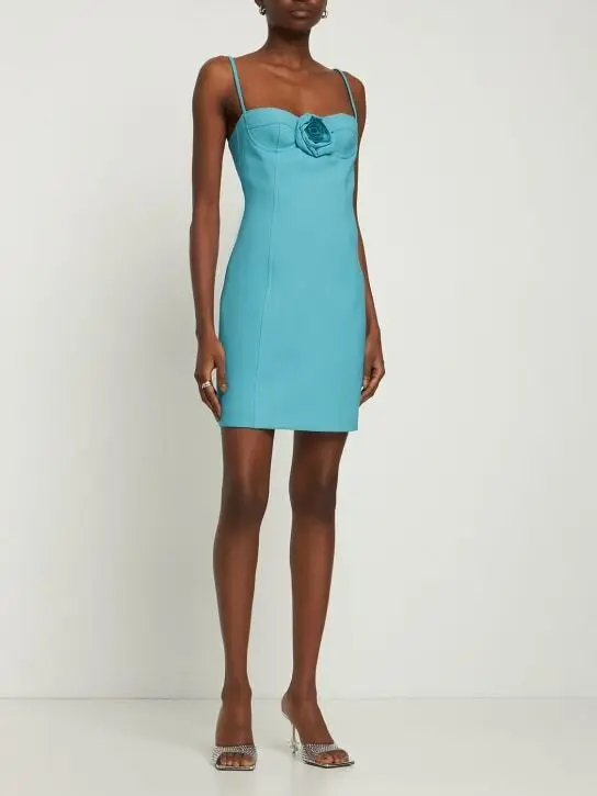 Blumarine Crepe Flower Detail Mini Dress