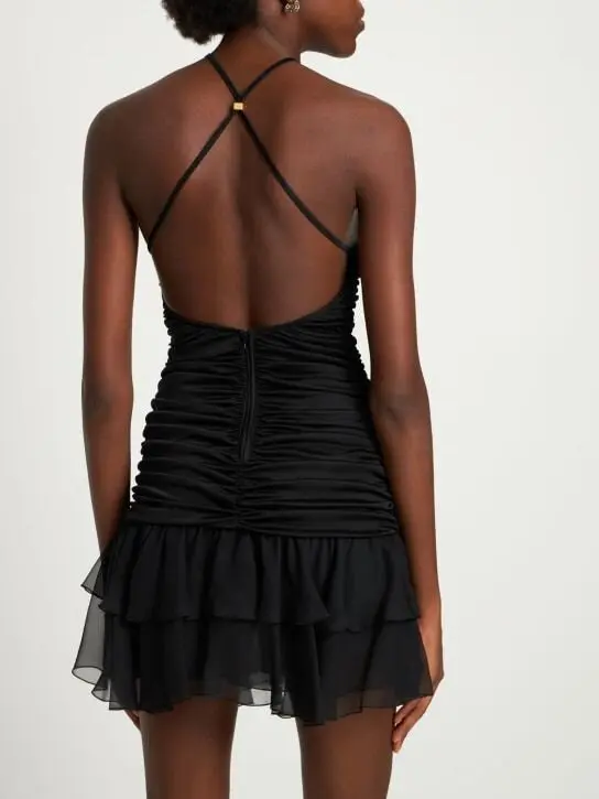 Blumarine Jersey Chiffon Mini Dress With Flower