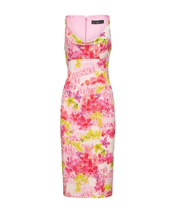 Versace Floral Jersey Midi Dress