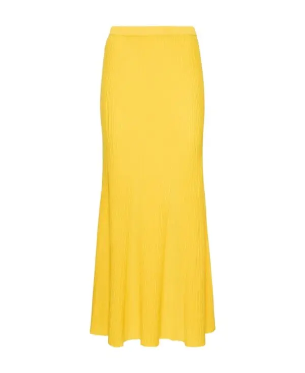 Gabriela Hearst Elastic Waist Ribbed Knit Pleated Skirt