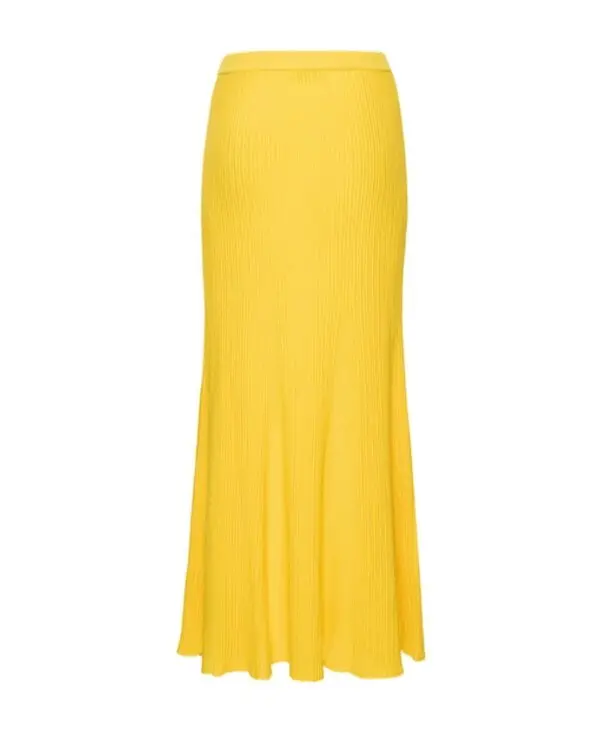 Gabriela Hearst Elastic Waist Ribbed Knit Pleated Skirt