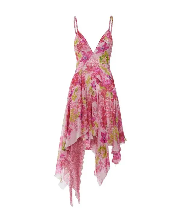 Versace Orchid Print Mini Dress - Pink