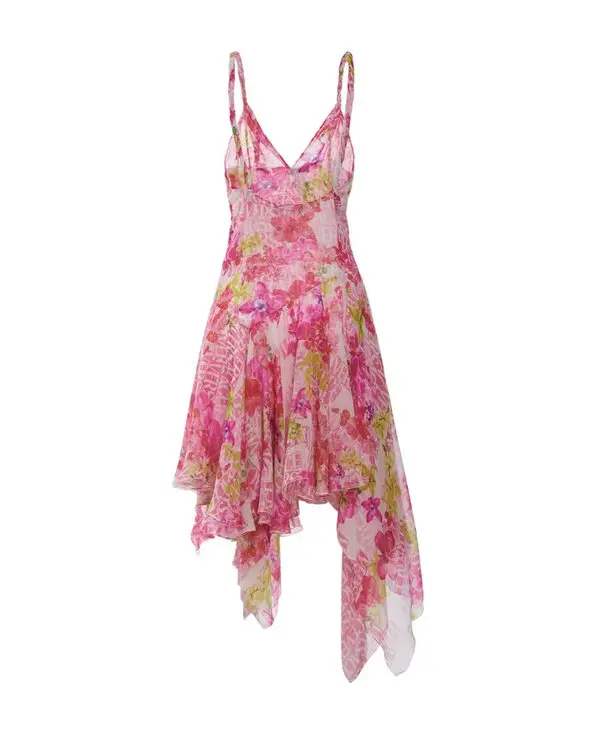 Versace Orchid Print Mini Dress