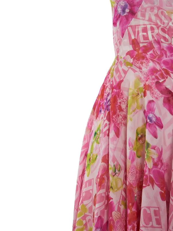 Versace Orchid Print Mini Dress