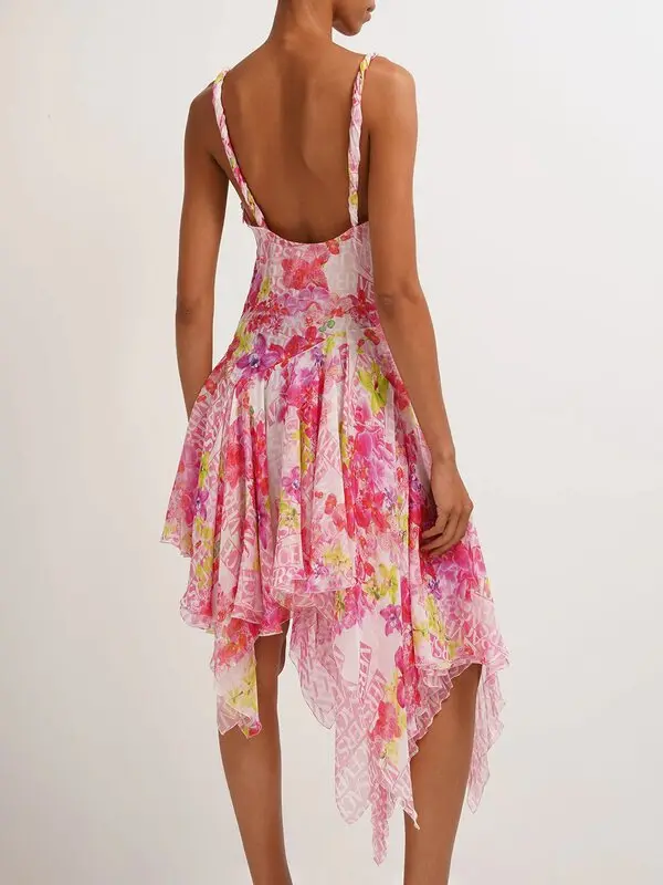 Versace Orchid Print Mini Dress