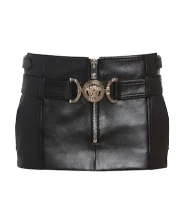 Versace Leather Mini Skirt - Black