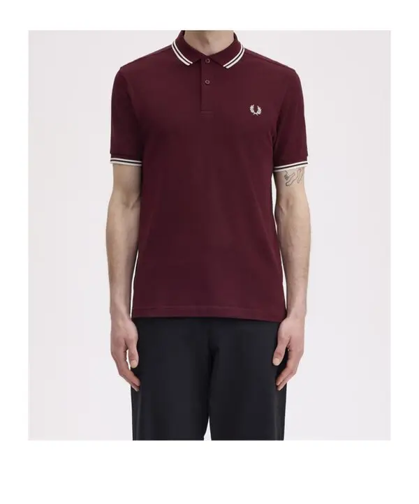 Fred Perry Short Sleeve Twin Tipped Polo Shirt - Brown
