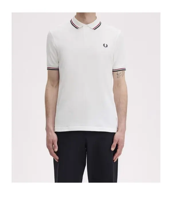 Fred Perry Short Sleeve Twin Tipped Polo Shirt - White
