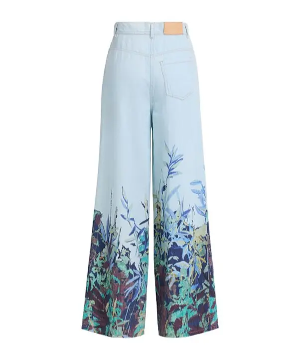 FORTE_FORTE Printed Denim Wide-leg Pants