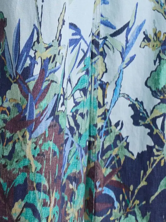 FORTE_FORTE Printed Denim Wide-leg Pants