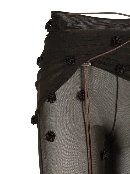 Jacquemus Le Pantalon Espelho Beaded Mesh Pants
