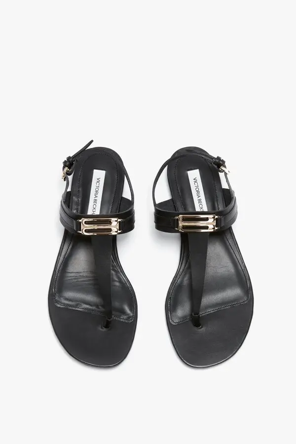 Victoria Beckham Flat Chain Sandal - Black